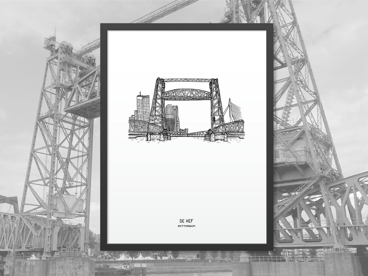 Artprint | Poster Rotterdam, De Hef (+skyline) – Huisportret